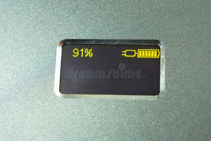 LCD Display with Ninety One Percent Battery Level Stock Photo - Image ...