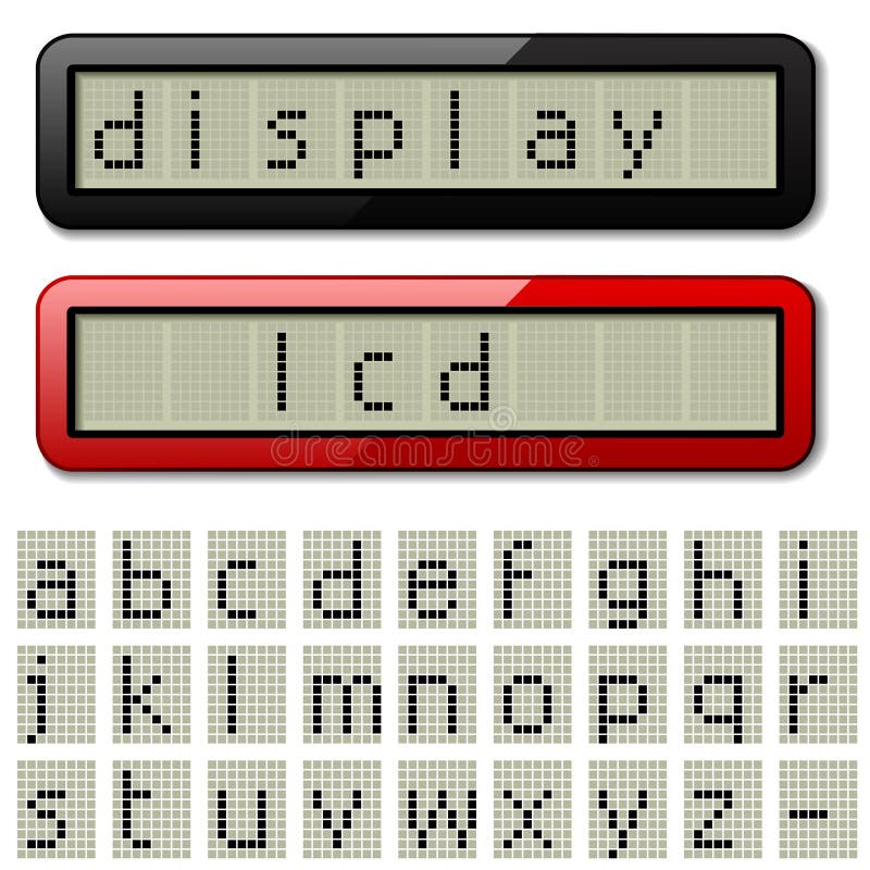 LCD Display Pixel Font - Lowercase Characters Stock Vector ...