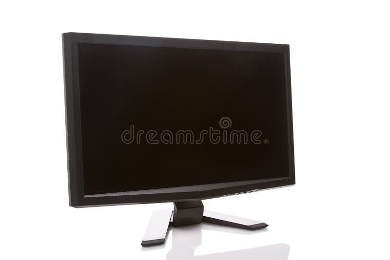 Wide Flat Screen LCD Computer Monitor Stock Image - Image of white ...
