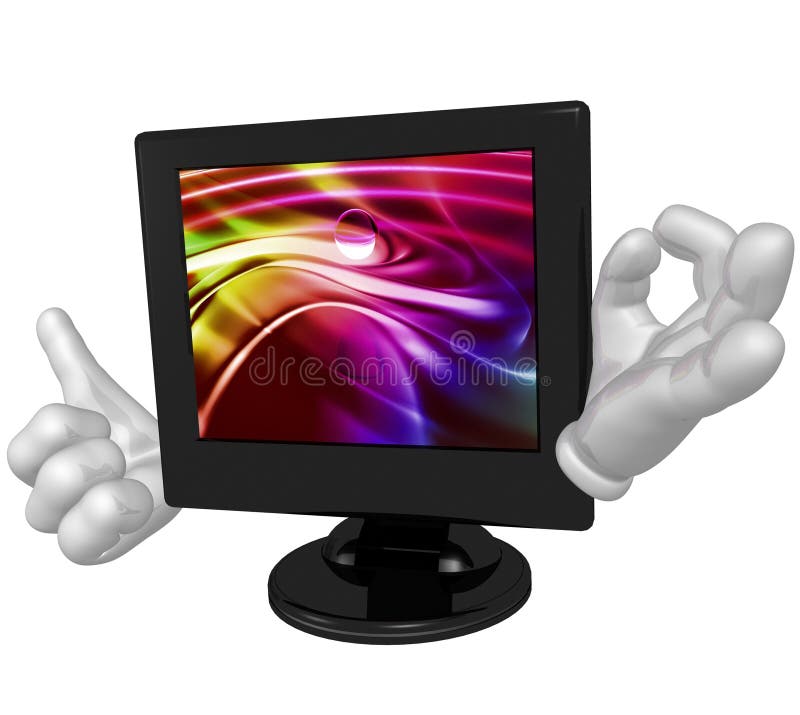 Lcd Monitor Character Figure Stock Illustration - Illustration of ...