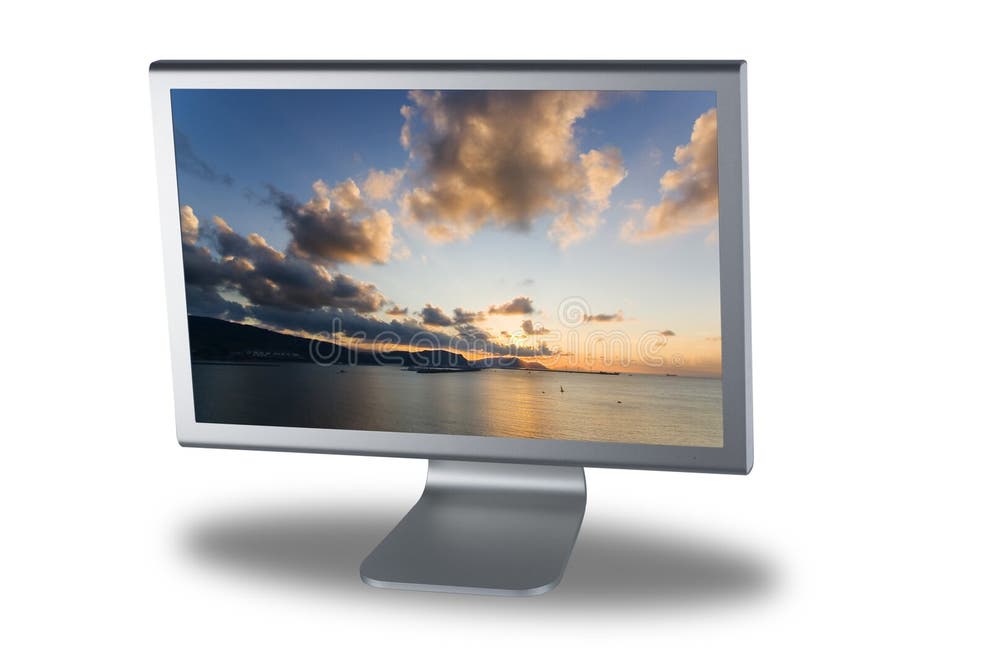 Lcd monitor flat screen stock image. Image of withe, tech - 7096791