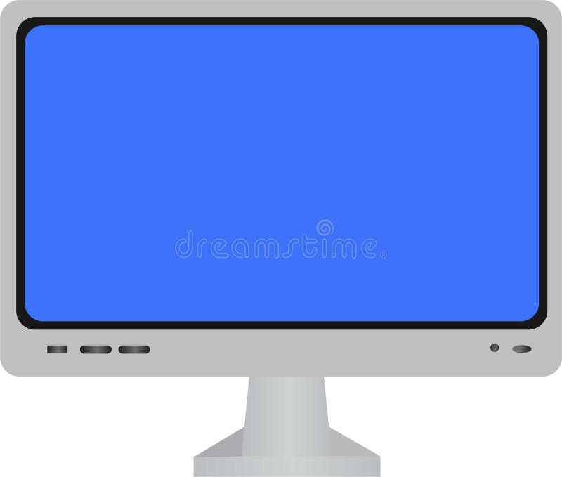 LCD Monitor Isolated on a Blue Screen Stock Vector - Illustration of ...