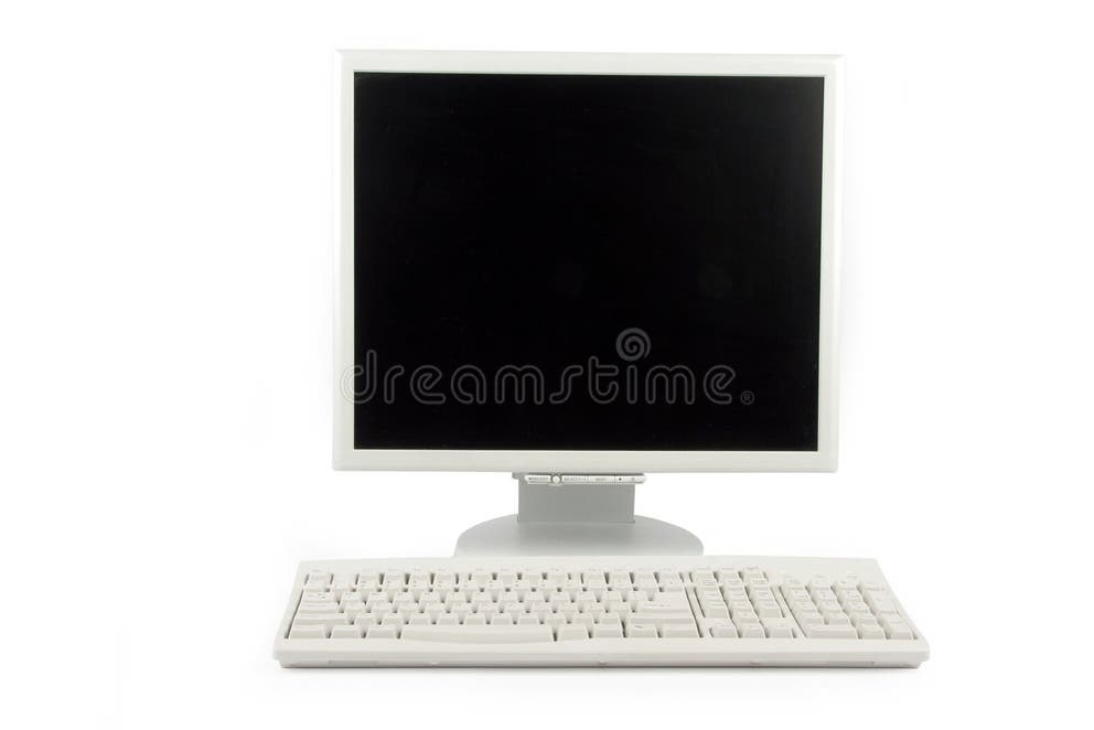 Lcd monitor and keyboard stock photo. Image of flat, white - 2195464