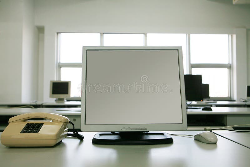 Lcd monitor with telephone stock photo. Image of computer - 6986624