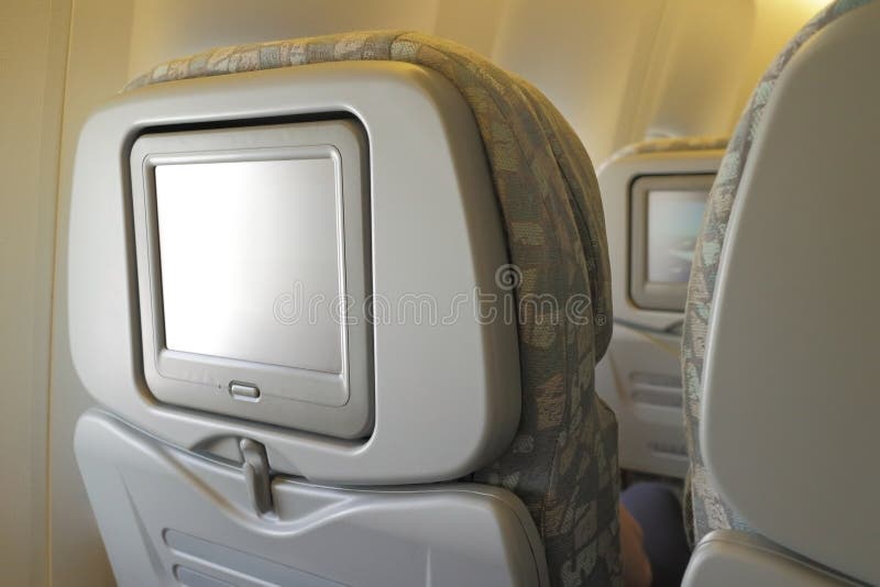 LCD Monitor on Passenger Seat of Air Plane Stock Photo - Image of ...