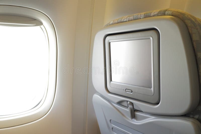 LCD Monitor on Seat of Airplane Stock Image - Image of plane, copy ...