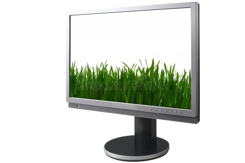 LCD Screen with Green Field Stock Image - Image of field, isolated: 4756363