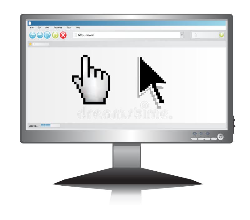 Lcd Screen with Internet Browser with Pointer Stock Vector ...