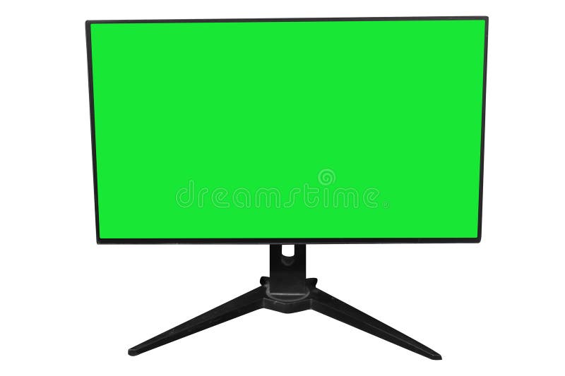 LCD Screen on Isolated White Backdrop with Green Empty Screen in the ...