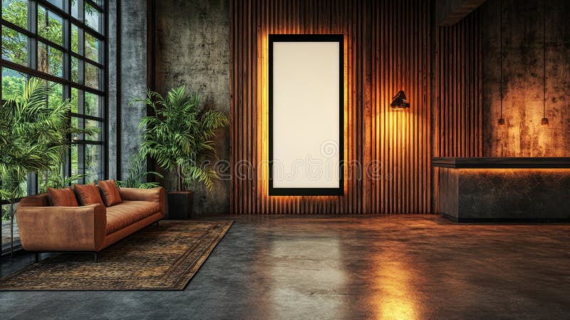 LCD Screen Mockup in an Indoor Office Building - 3D Rendering Stock ...