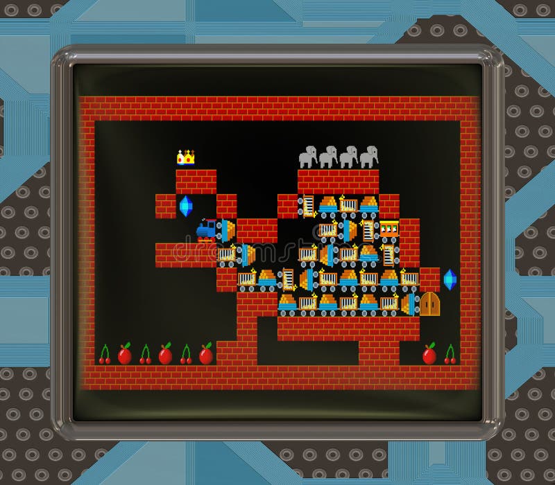 LCD Screen with Retro Style Game Generated Texture Stock Illustration ...