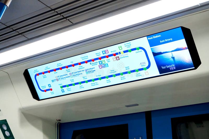 Lcd Screen Way Map with Stations Above the Doors in Metro Wagon ...