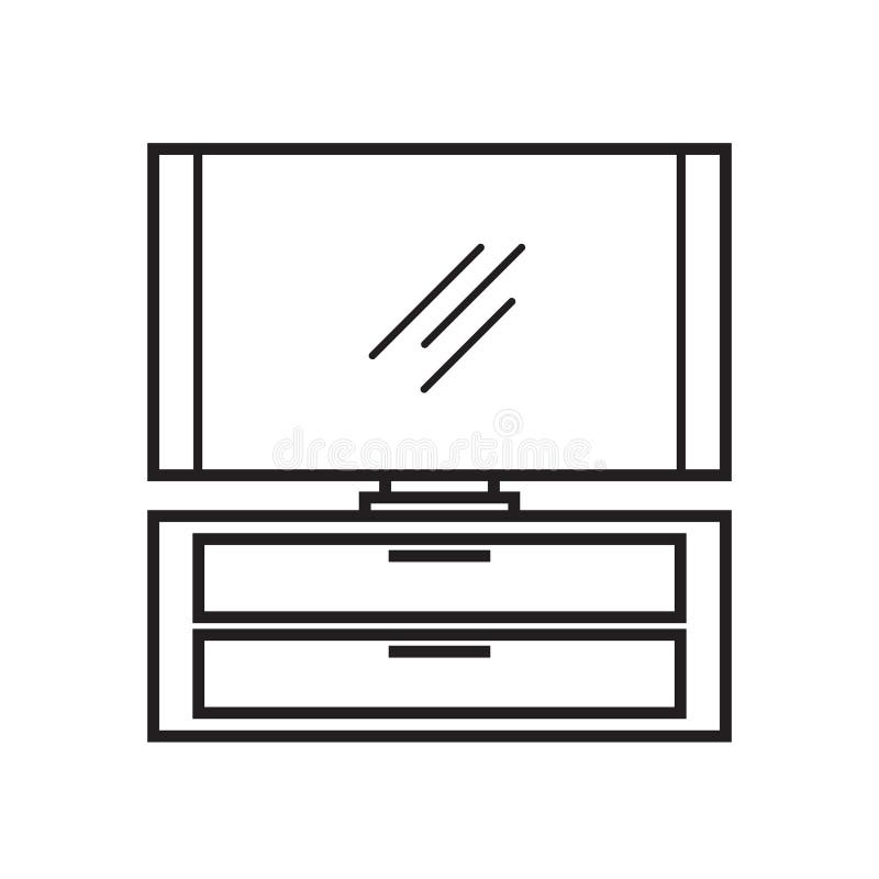 Lcd Television on Cabinet. Vector Illustration Decorative Design Stock ...