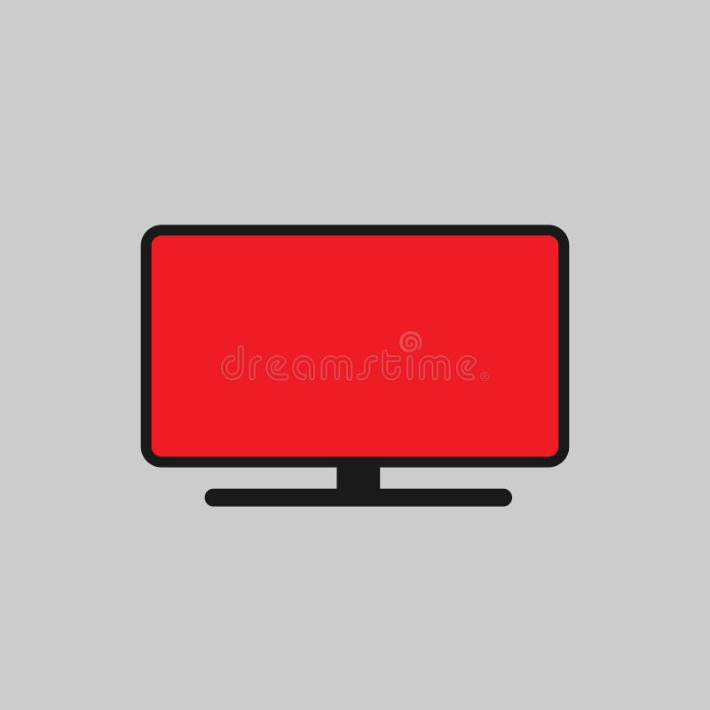 Lcd Monitor Red Screen Icon Logo Stock Vector - Illustration of ...