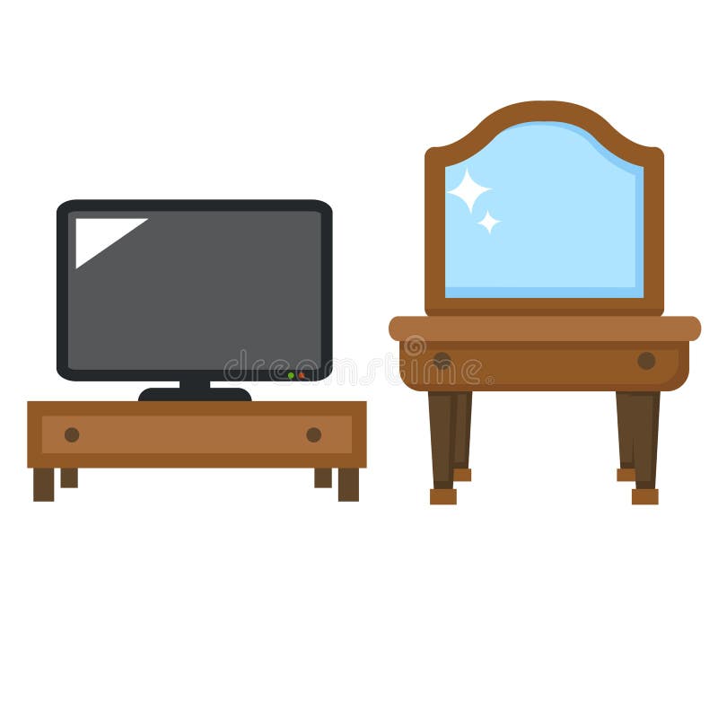 Lcd Tv with Dressing Table Vector Stock Vector - Illustration of ...
