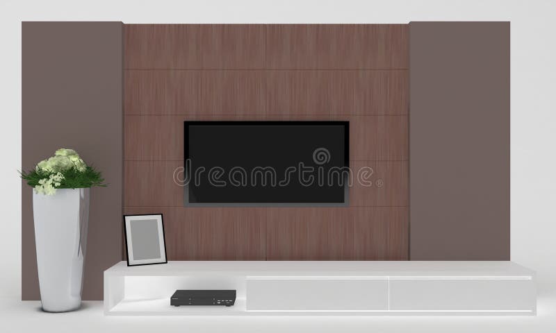 LCD TV Rack Interior Media Wall Stock Illustration - Illustration of ...