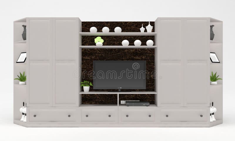 LCD TV Rack Interior Media Wall Stock Illustration - Illustration of ...
