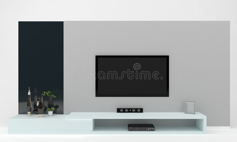 LCD TV Rack Interior Media Wall Stock Illustration - Illustration of ...
