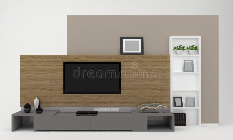 LCD TV Rack Interior Media Wall Stock Illustration - Illustration of ...
