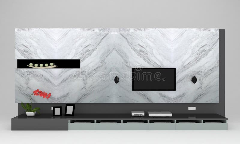LCD TV Rack Interior Media Wall Stock Illustration - Illustration of ...