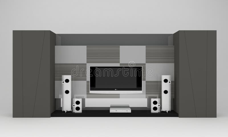 LCD TV Rack Interior Media Wall Stock Illustration - Illustration of ...