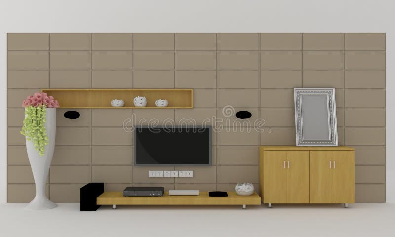 LCD TV Rack Interior Media Wall Stock Illustration - Illustration of ...