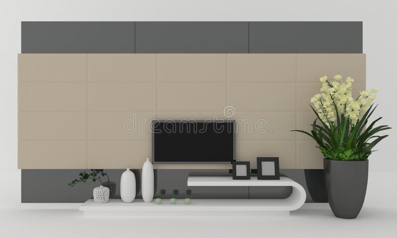LCD TV Rack Interior Media Wall Stock Illustration - Illustration of ...