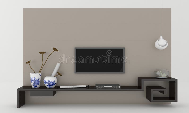 LCD TV Rack Interior Media Wall Stock Image - Image of fireplace, heat ...