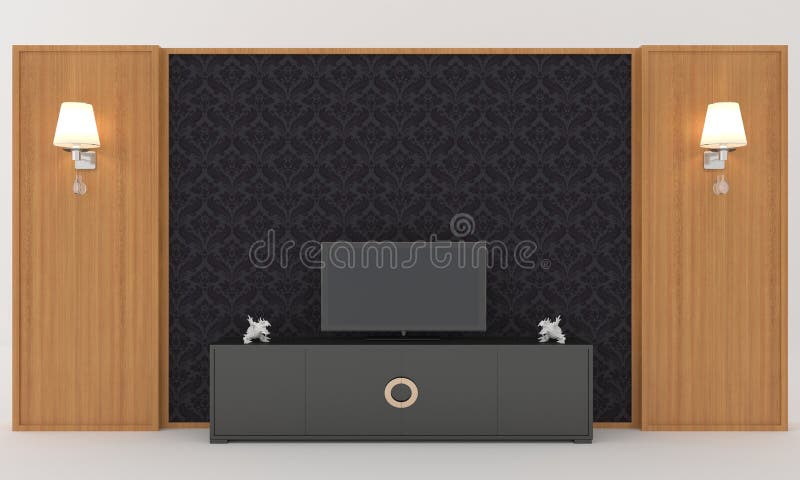 LCD TV Rack Interior Media Wall Stock Illustration - Illustration of ...