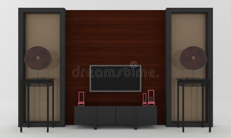 LCD TV Rack Interior Media Wall Stock Photo - Image of bookcase, flame ...