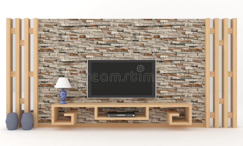 LCD TV Rack Interior Media Wall Stock Illustration - Illustration of ...