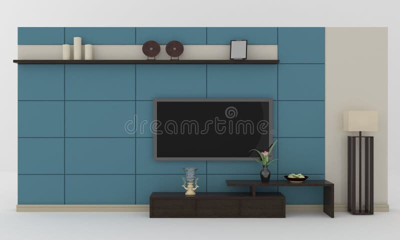 LCD TV Rack Interior Media Wall Stock Illustration - Illustration of ...