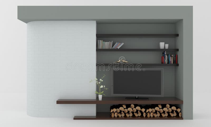 LCD TV Rack Interior Media Wall Stock Illustration - Illustration of ...