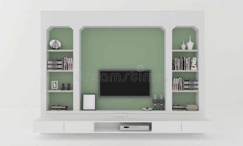 LCD TV Rack Interior Media Wall Stock Illustration - Illustration of ...
