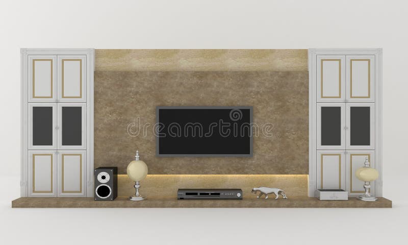 LCD TV Rack Interior Media Wall Stock Illustration - Illustration of ...