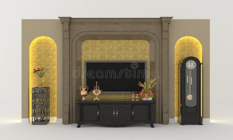 LCD TV Rack Interior Media Wall Stock Illustration - Illustration of ...