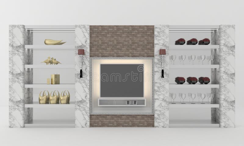 LCD TV Rack Interior Media Wall Stock Illustration - Illustration of ...