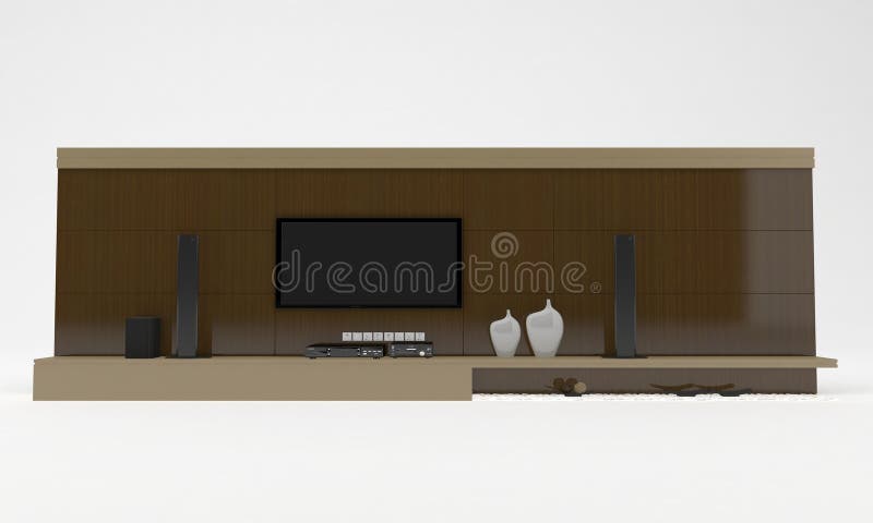 LCD TV Rack Interior Media Wall Stock Illustration - Illustration of ...