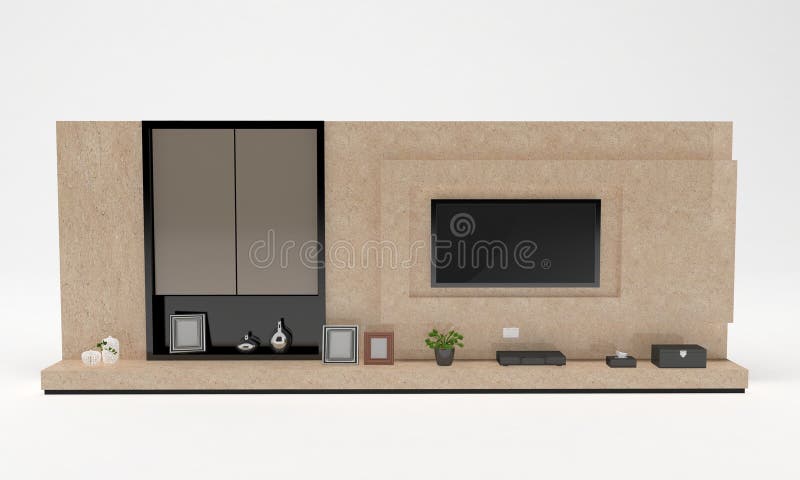 LCD TV Rack Interior Media Wall Stock Illustration - Illustration of ...