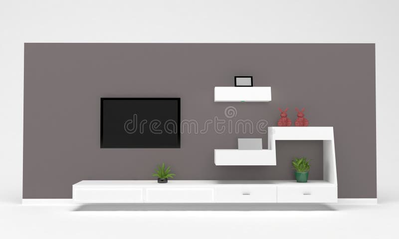 LCD TV Rack Interior Media Wall Stock Illustration - Illustration of ...