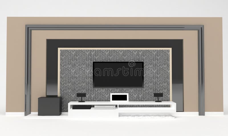 LCD TV Rack Interior Media Wall Stock Illustration - Illustration of ...