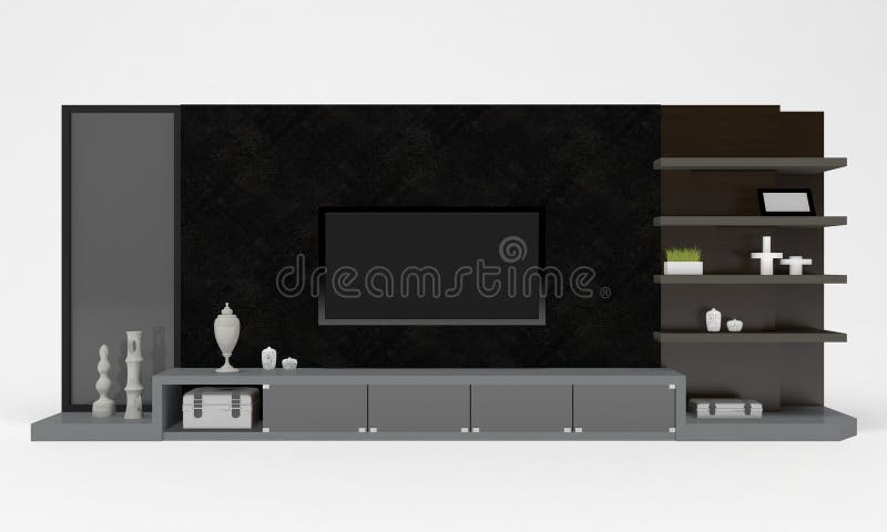 LCD TV Rack Interior Media Wall Stock Illustration - Illustration of ...