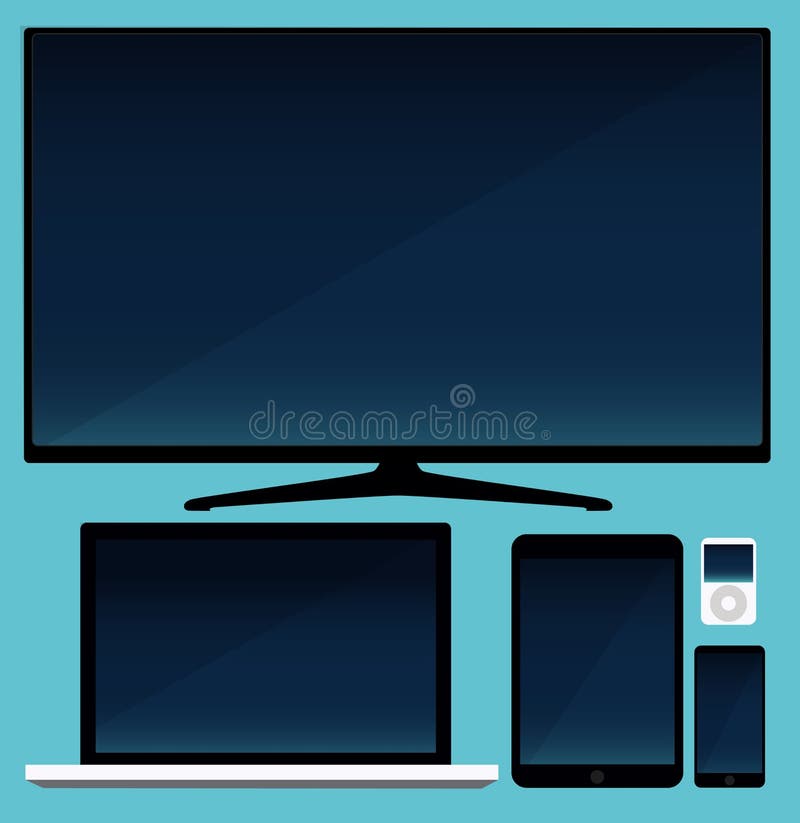 Tv Wall Laptop Computer Tablet Mobile Phone Stock Illustrations – 7 Tv ...