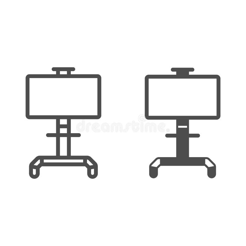 LCD TV with Stand Line and Solid Icon, Monitors and TV Concept, LSD Tv ...