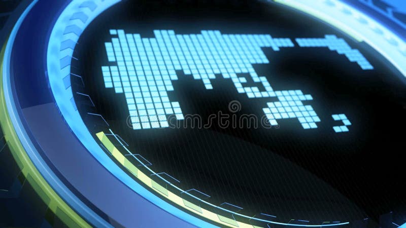 LCD World Map Moves in a Vitreous Cycle Stock Footage - Video of ...