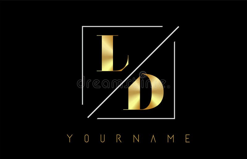 LD Golden Letter Logo with Cutted and Intersected Design Stock Vector ...