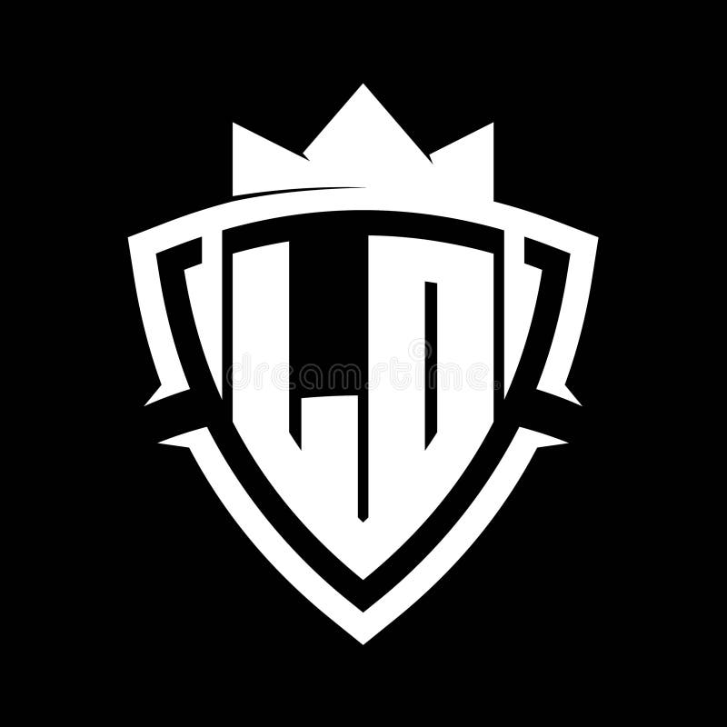LD Letter Monogram with Triangle Curve Shield Shape with Crown White ...