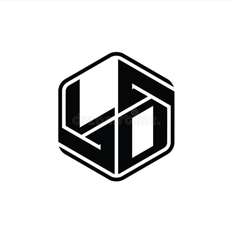 LD Logo Monogram Hexagon Shape with Ornament Abstract Isolated Outline ...