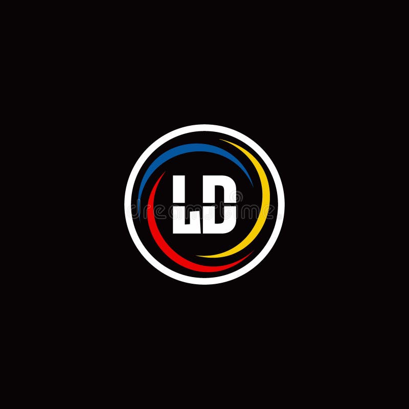 LD Monogram Logo Isolated on Circle Shape with 3 Slash Colors Rounded ...