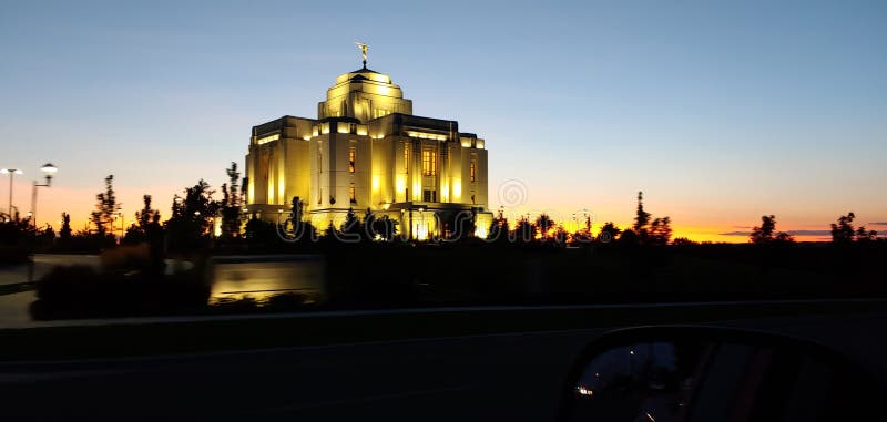 LDS Temple at Sunset stock photo. Image of sunset, temple - 165980158